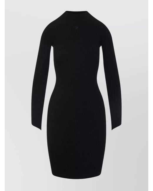 Courreges Ribbed Circle Mini Dress in Black | Lyst UK