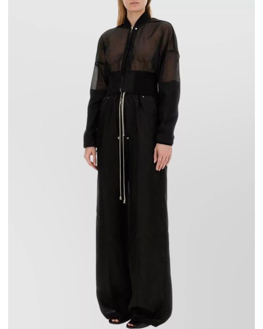 Rick Owens Sheer Fabric Cropped Bomber Jacket in Black | Lyst