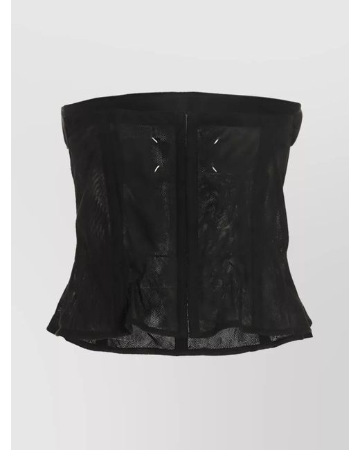 Maison Margiela Sheer Panel Cropped Top in Black | Lyst UK