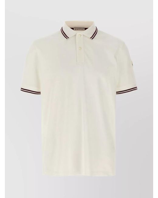 Moncler Textured Ribbed Polo Shirt With Short Sleeves in White for Men ...