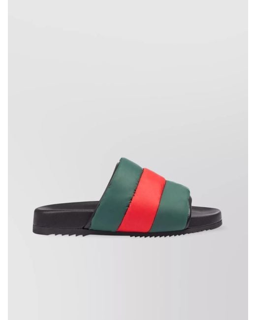 Gucci Web Padded Nylon Slides With Flat Sole in Black for Men | Lyst