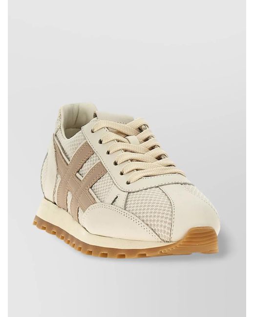 Hogan Stitching Contrast Mesh Panels Rubber Sole in Natural | Lyst UK
