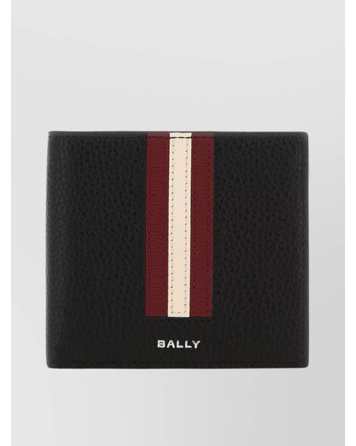 Bally Textured Leather Bifold Wallet With Tricolor Band in Black for ...