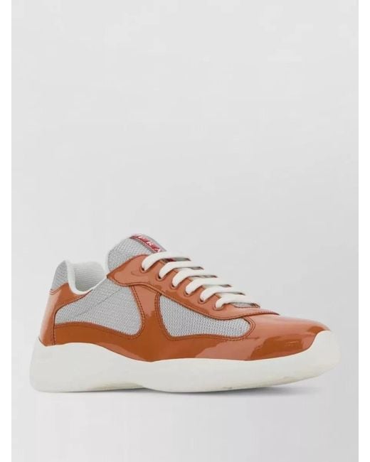 Prada Leather Fabric Americas Cup Sneakers Panels in Pink for Men | Lyst UK