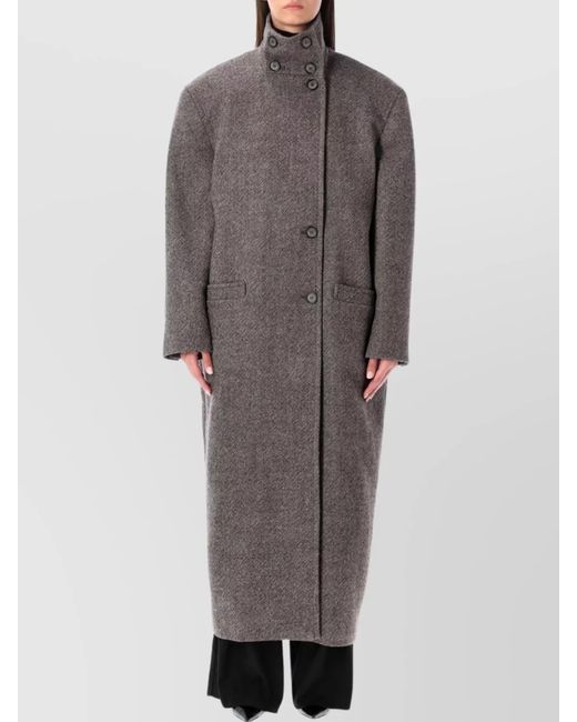 Magda Butrym Oversized Wool Coat Back Vent in Gray | Lyst