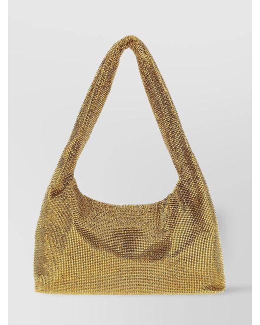 Kara Mesh Rhinestone Chainmail Shoulder Bag in Metallic | Lyst