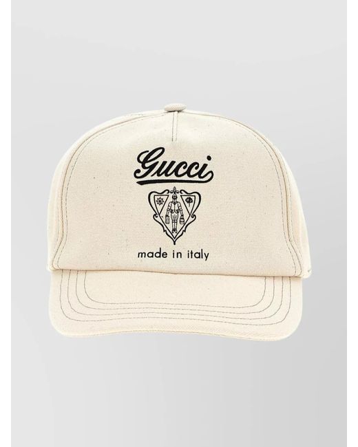 Gucci Cap Featuring Coat Of Arms Design in Natural for Men | Lyst