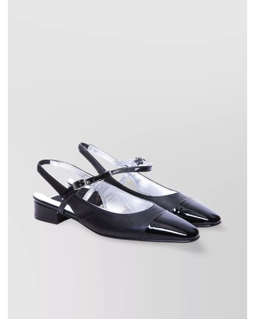 CAREL PARIS Block Heel Leather Ballerina Shoes in Blue | Lyst
