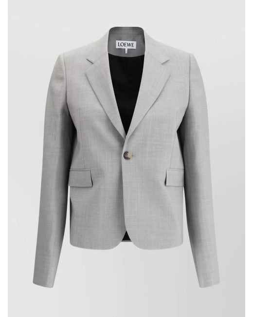 Loewe Wool Single-Breasted Jacket With Flap Pockets in Grey | Lyst UK