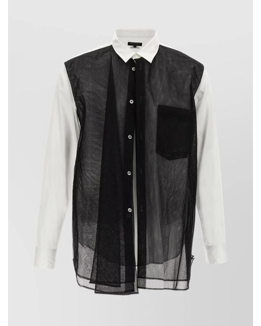Comme des Garçons Sheer Overlay Shirt Chest Pocket Detail in Black for ...