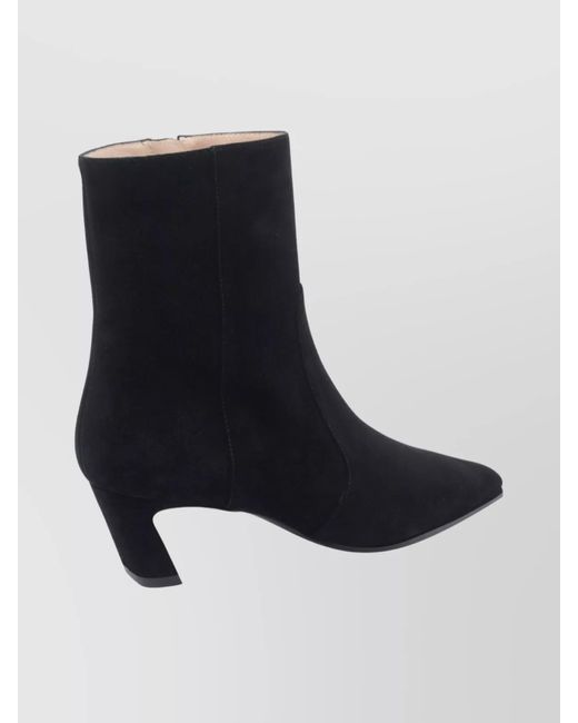 Stuart Weitzman Suede Ankle Model Block Heel Boots in Black | Lyst UK