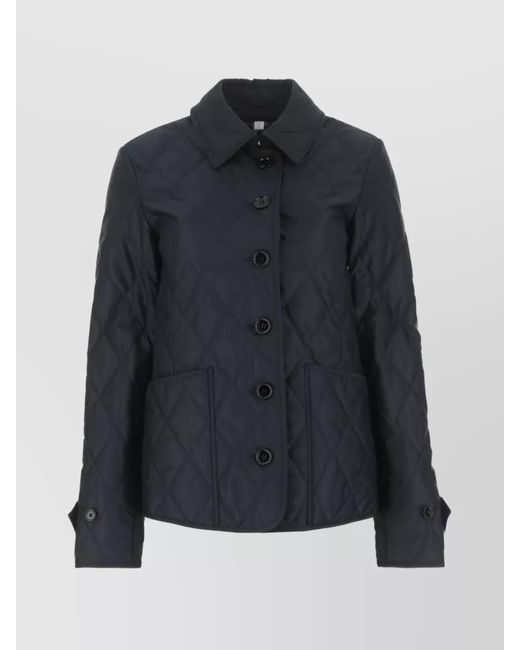 Burberry Diamond-Quilted Jacket With Vintage Check Lining in Blue | Lyst