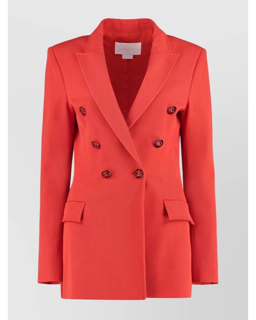 Genny Wool Blazer With Double-Breasted Button Detailing in Red | Lyst UK