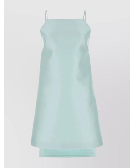 Prada Satin Mini Dress With Unique Neckline Detail in Blue | Lyst