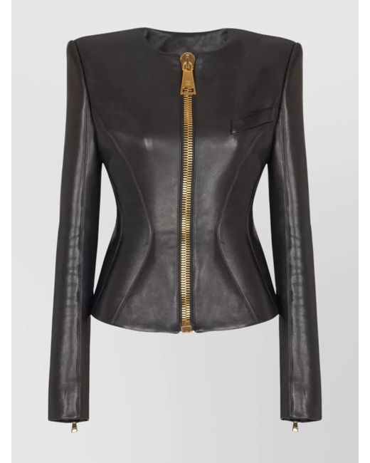 Balmain Tailored Lambskin Jacket Zipper in Black | Lyst UK