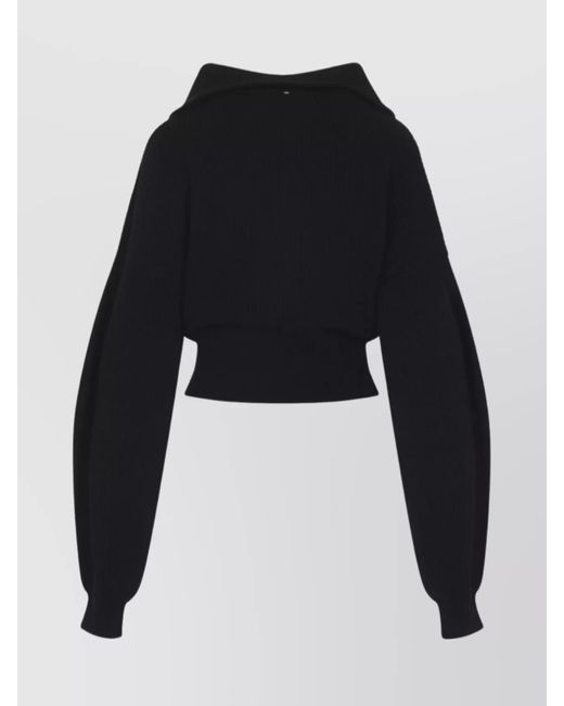 Sportmax Cropped Hooded Knitwear Ribbed Texture in Black | Lyst UK