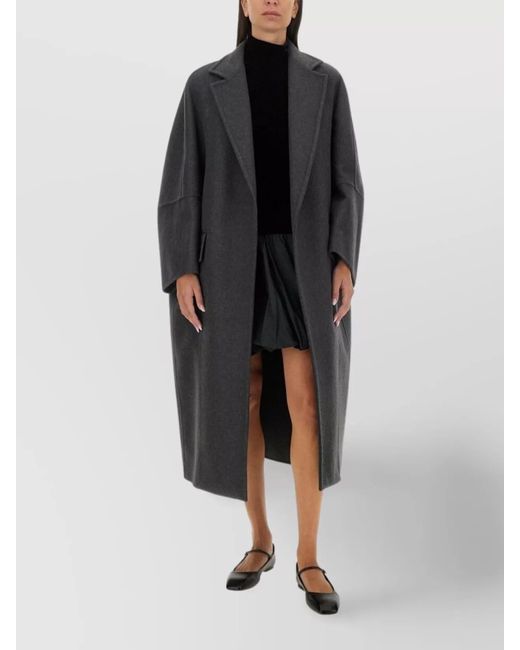 Max Mara Oversized Long Coat Notched Lapels in Black | Lyst UK
