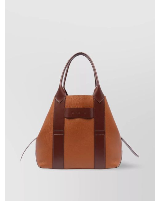 Hogan Structured Medium Shoulder Bag With Contrast Panels in Brown | Lyst