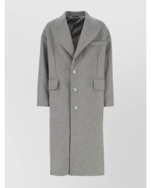 Dolce & Gabbana Wool Blend Coat Back Vent in Gray for Men | Lyst