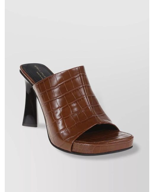 Stella McCartney Clogs Crocodile Texture Open Toe Leather in Brown | Lyst