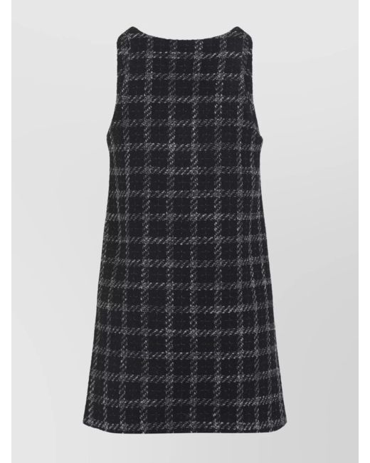 DIESEL Mini Dress Checked Pattern Sleeveless V-Neckline in Black | Lyst UK