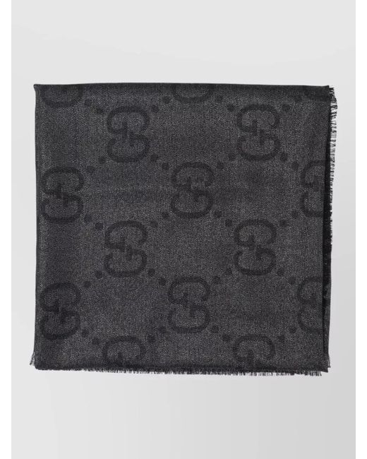 Gucci Rectangular Scarf Long Design Fringed Edges in Black | Lyst UK