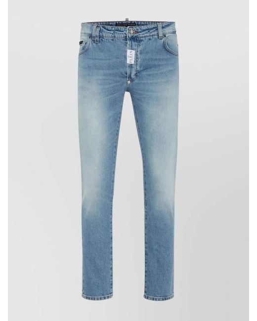 Philipp Plein Mid-Wash Five-Pocket Trousers Back Pocket in Blue for Men ...