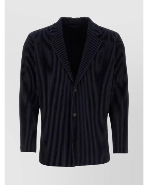 Homme Plissé Issey Miyake Back Slit Blazer With Turtleneck And Pleats ...