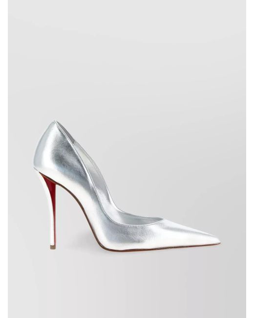 Christian Louboutin Z Metallic Pointed Toe Sole Pumps in White | Lyst