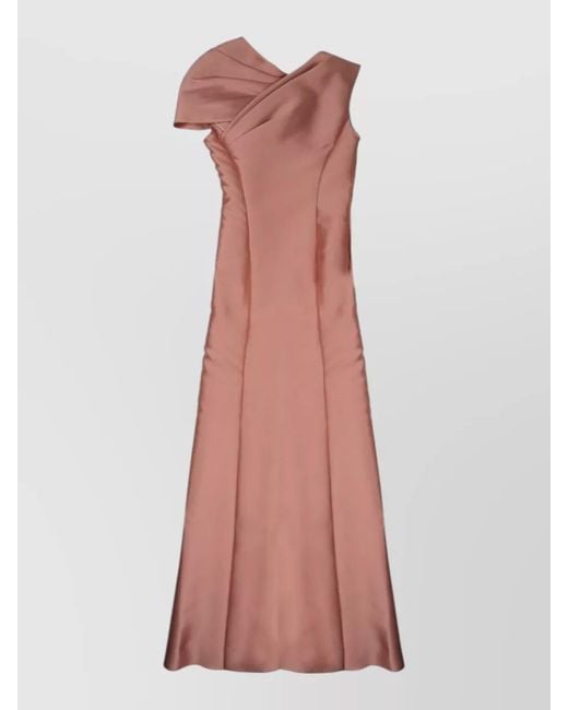Alberta Ferretti One Shoulder Mikado Gown Floor Length Bow in Pink ...