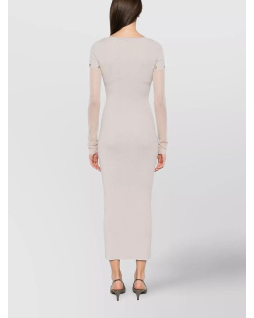 Sportmax Long Sleeve Boat Neck Dress With Ribbed Texture in Pink | Lyst UK