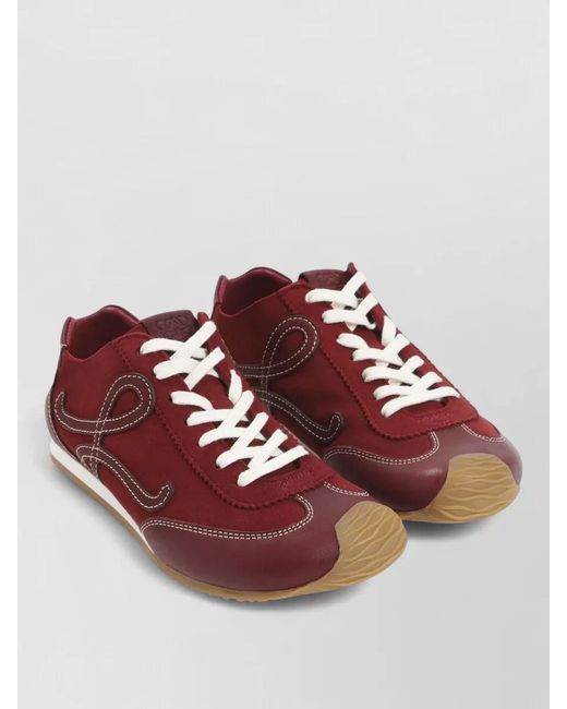 Loewe Leather Low-Top Sneakers in Red | Lyst