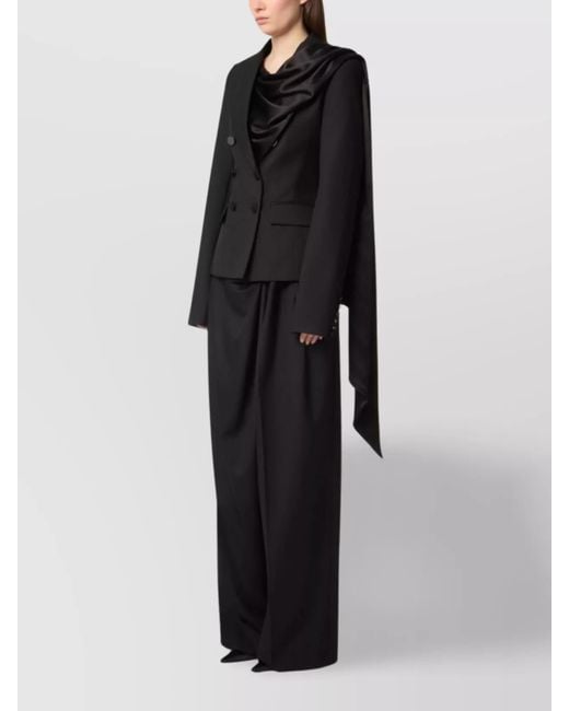 Nina Ricci Draped Blazer With Attached Scarf And Satin Detail in Black ...