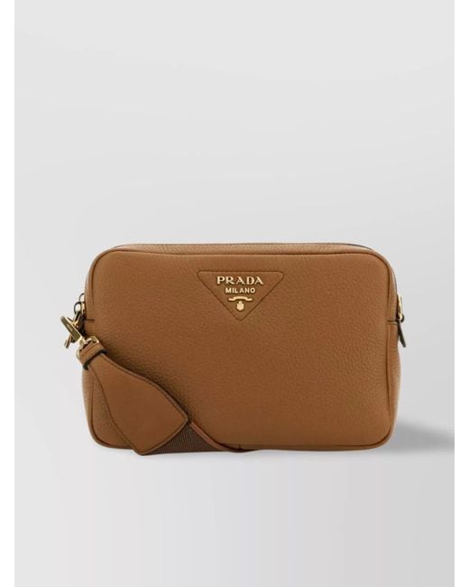 Prada Leather Crossbody Bag-Tone Hardware in Brown | Lyst