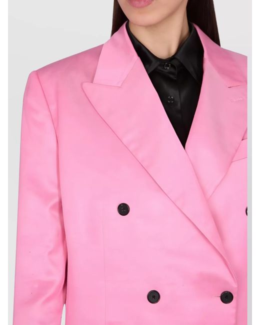 Tom Ford Structured Double-Breasted Jacket Flap Pockets in Pink | Lyst UK