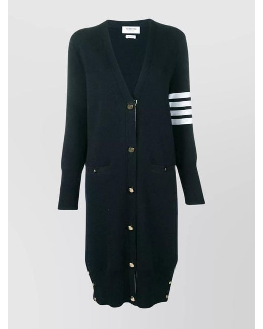 Thom Browne Long V Neck Cardigan With Front Pockets in Blue | Lyst UK