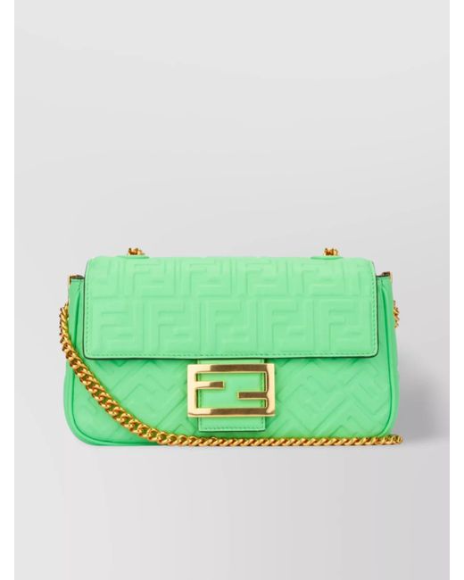 Fendi Chain Strap Rectangular Shape-Tone Hardware Bag in Green | Lyst