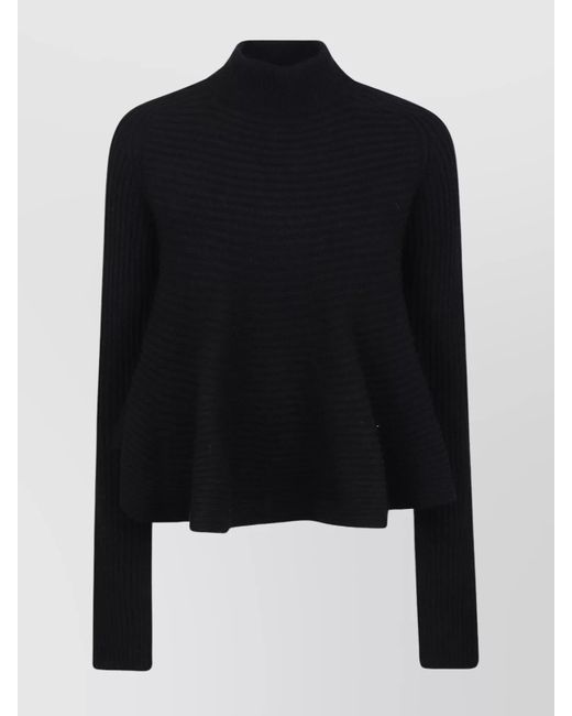 Max Mara Baby Doll Knit Top With Flared Hem in Black | Lyst UK