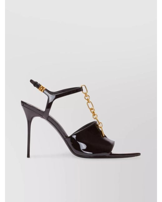 Balmain Chain Link Stiletto Sandals in Black | Lyst UK