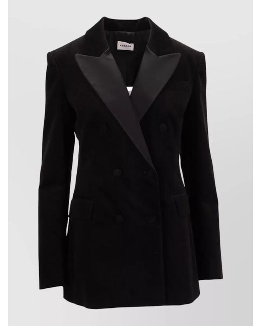 P.A.R.O.S.H. Tailored Jacket With Padded Shoulders And Pockets in Black ...