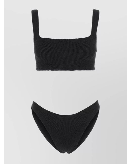 Hunza G Stretch Nylon Bikini Square Neckline in Black | Lyst