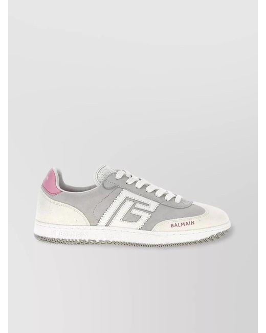Balmain Swan Sneakers With Contrast Heel Tab in White | Lyst