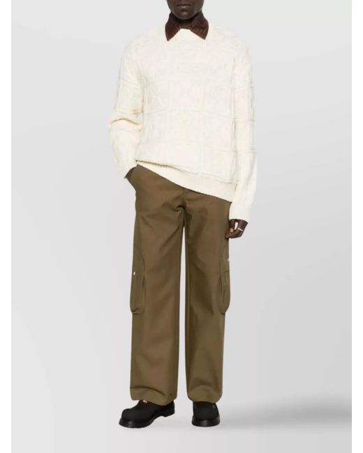 Off-White c/o Virgil Abloh Textured Knit Crew Sweater Design in Natural ...