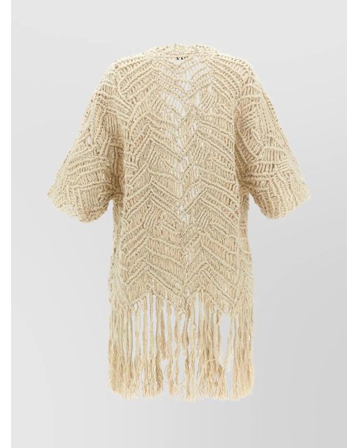 Brunello Cucinelli 'Macramé Crochet' Short Sleeve Cardigan With Fringe ...