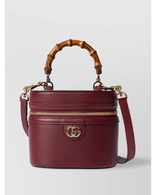 Gucci Small Bamboo Handle Shoulder Bag in Red | Lyst