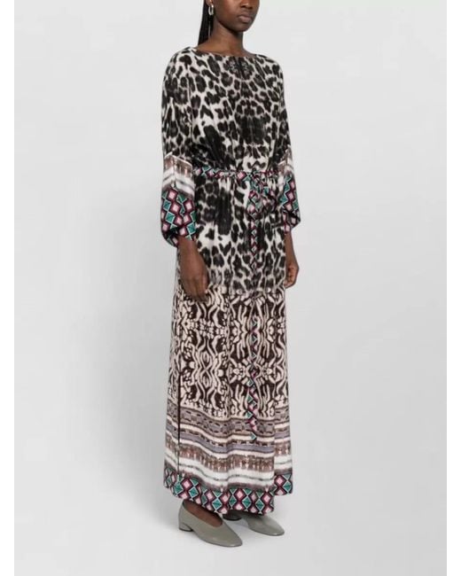 Pierre Louis Mascia Silk Dress Animal Print Belted Waist in White | Lyst UK