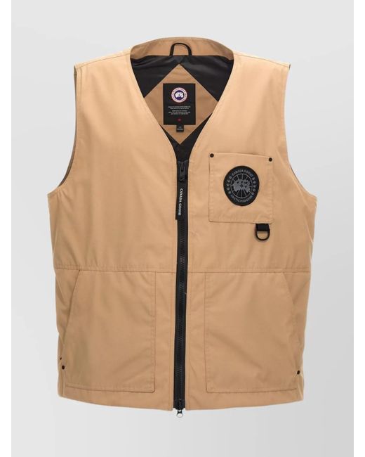 Canada Goose Logo Patch Chest Pocket D-Ring Vest in Natural for Men | Lyst