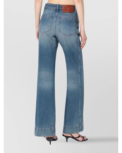 Victoria Beckham Wide-Leg Jeans With Contrast Stitching And Pockets in ...