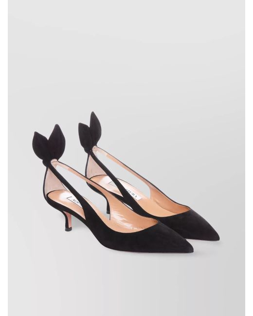 Aquazzura Bow Tie Slingback Kitten Heel Pumps | Lyst