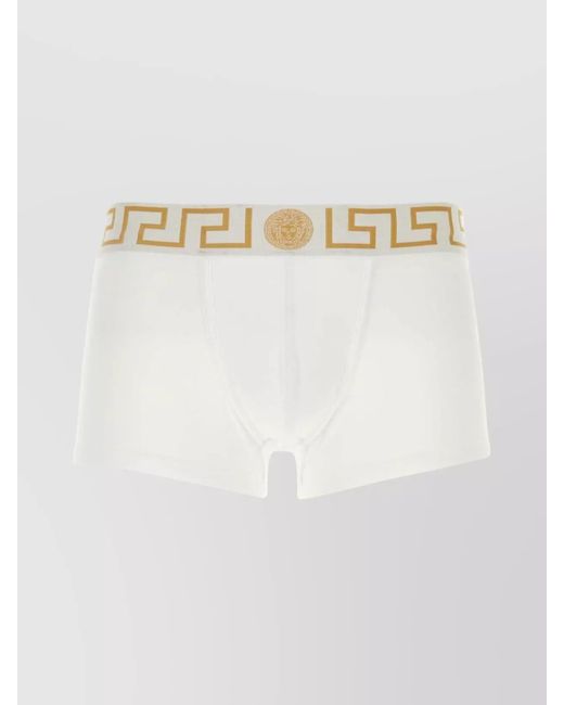 Versace Stretch Cotton Boxer With Greek Key Pattern in Natural for Men ...